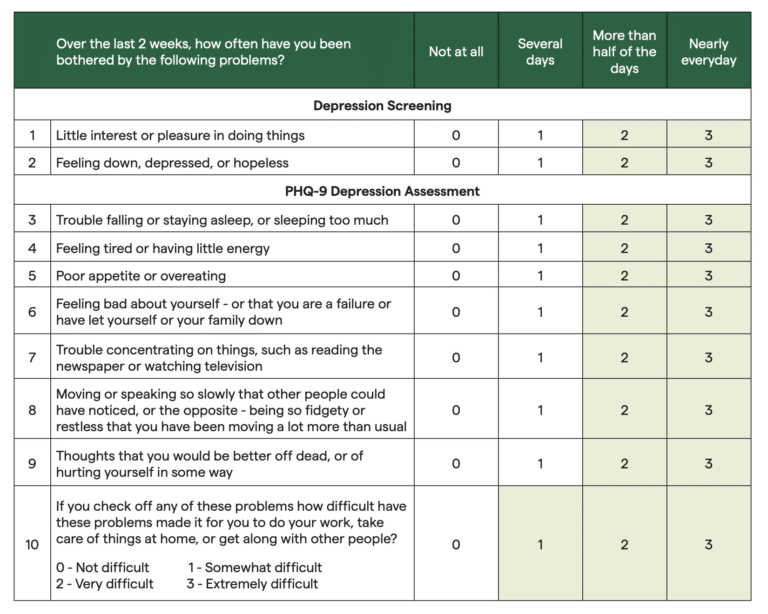 PHQ-9 | Depression | Greenspace (CA)